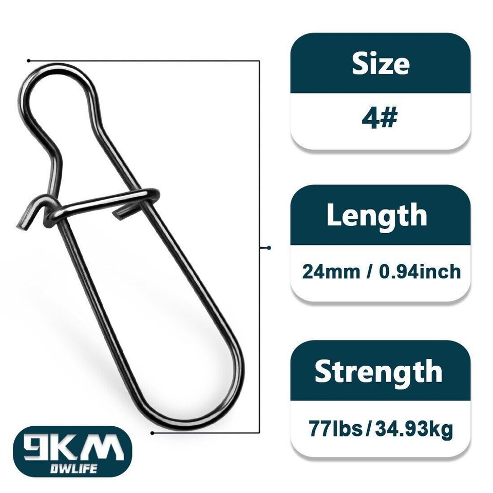 100Pcs Fishing Snaps Duo Lock Snaps Stainless Steel 8LB-220LB Quick ...