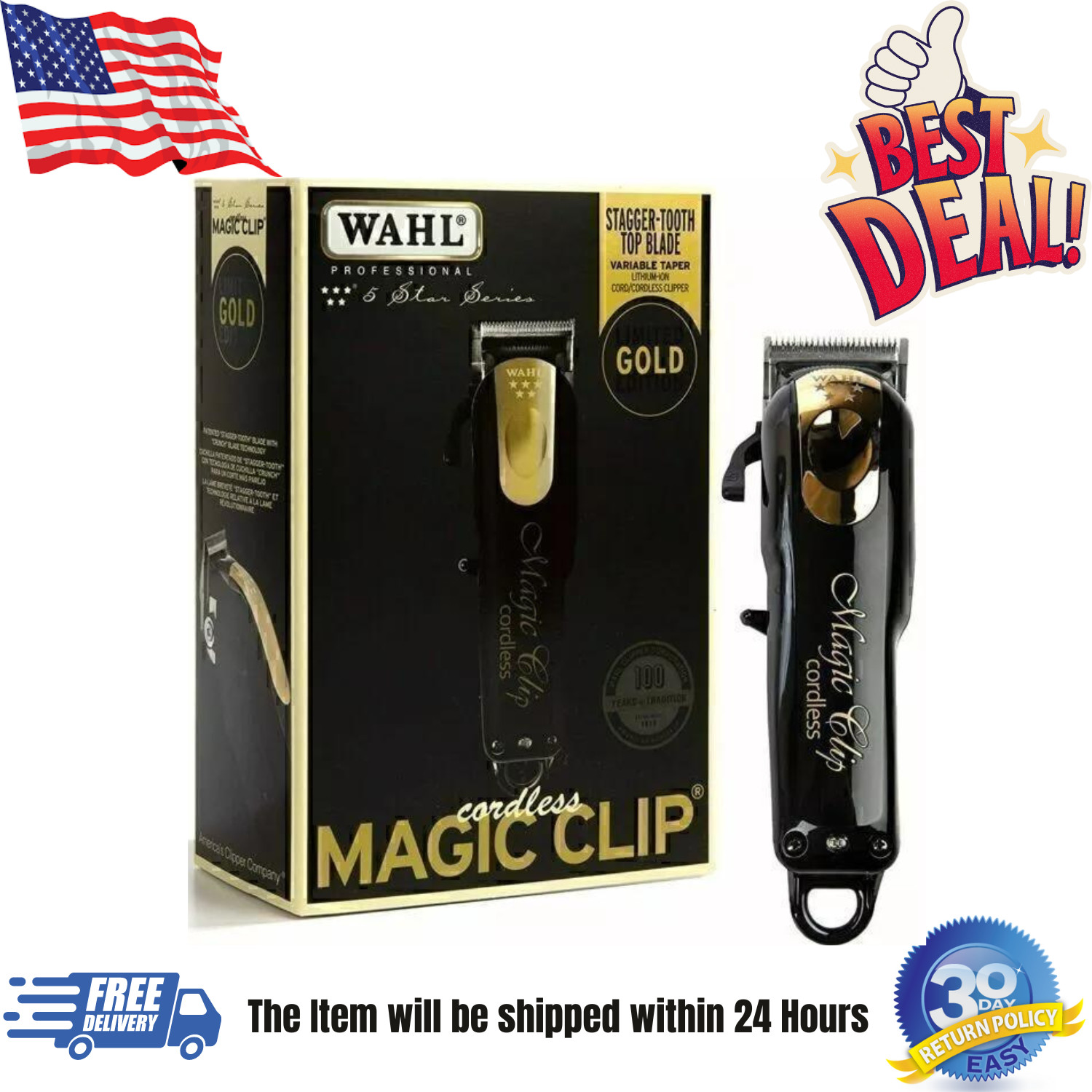 Wahl Professional 8148 5-Star Series Cordless Magic Clip Cord / Clipper ...