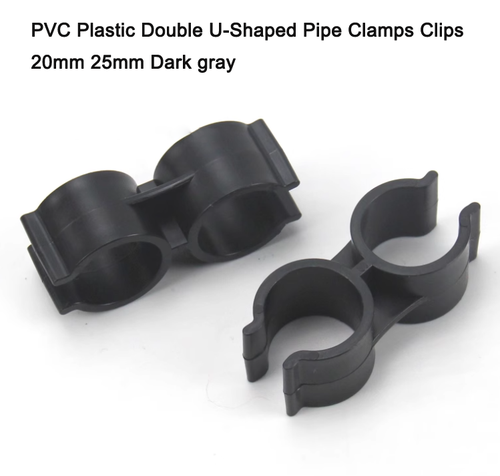 PVC Plastic Double U-Shaped Pipe Clamps Clips 20mm 25mm Dark gray | eBay