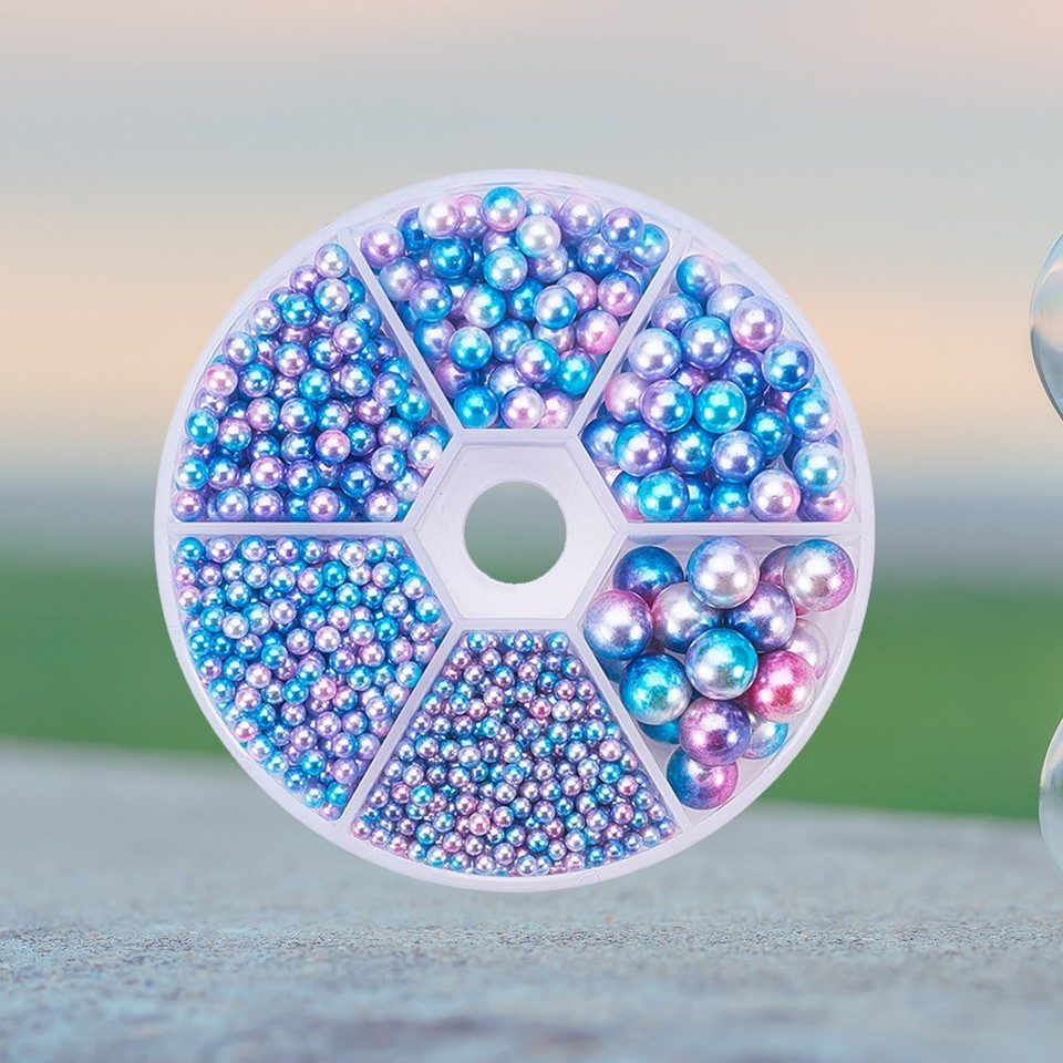 1 Box Colorful Round Imitation Pearl Beads without Holes Bracelet ...