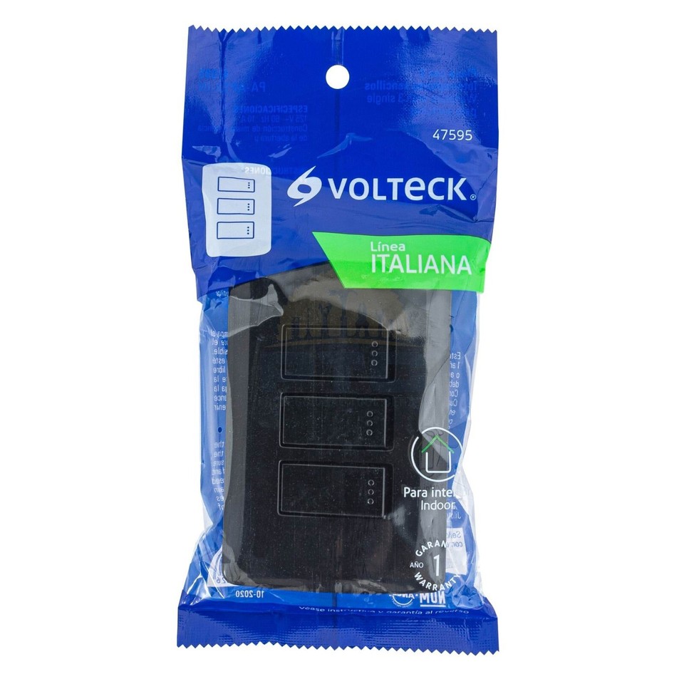 Volteck PA-APTR-IN Plate armed 3 simple switches, black, Italian line ...