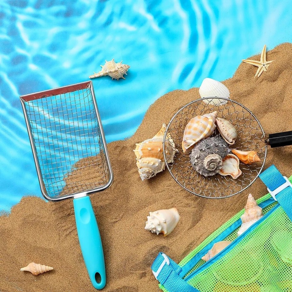 Kids - 9pcs Shelling Tools for Beach Include Sand Sifter, Pole, Bag ...