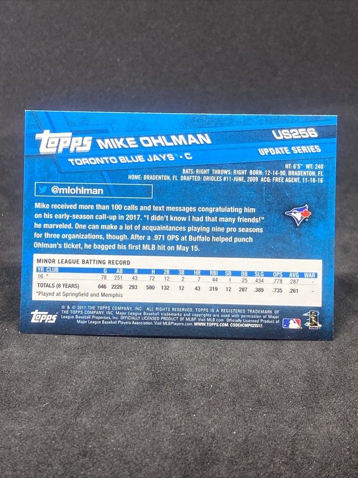 MIKE OHLMAN 2017 Topps Update series #US256 RC ROOKIE BLUE JAYS | eBay