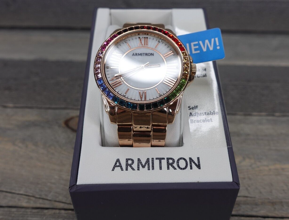 Armitron Women’s Mother of Pearl Rainbow Crystal Bezel Watch - 75 ...