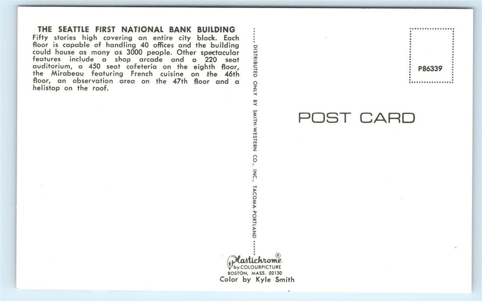 *Seattle First National Bank Building Washington Vintage Postcard C02 ...