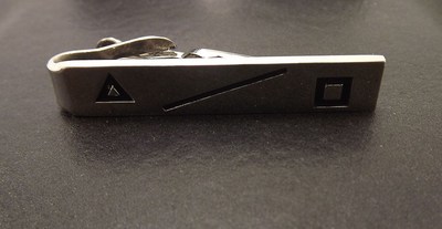 Unique Silver Tone Triangle Line Square Tie Bar | eBay