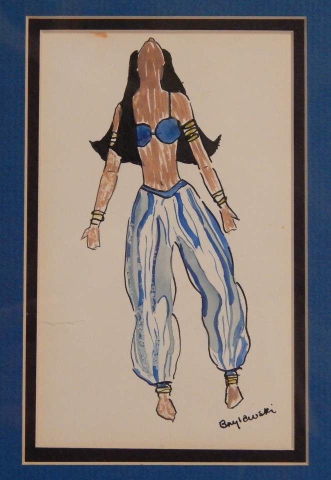 Watercolor and Ink Drawing Belly Dancer by Brylawski | eBay