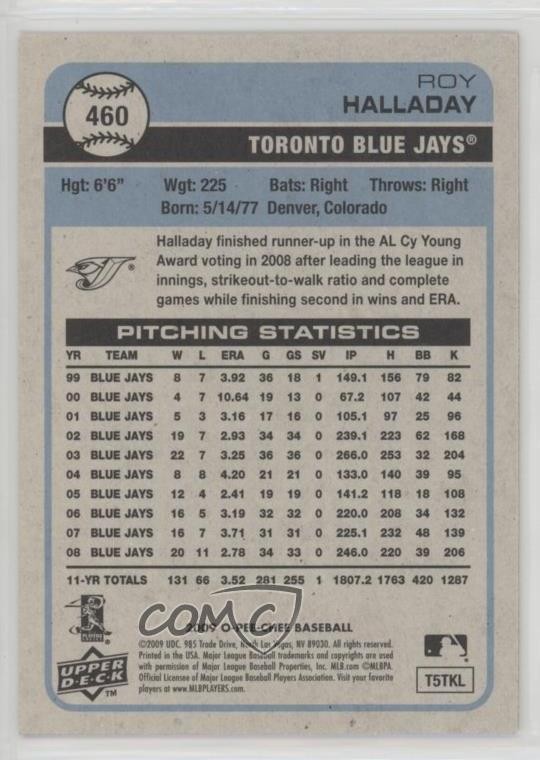 2009 O-Pee-Chee Roy Halladay #460 HOF 1t8 | eBay