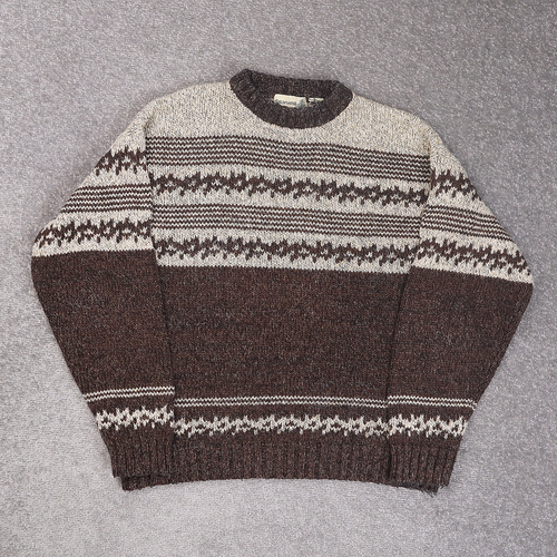 VTG 90s Fieldmaster Chunky Knit Large Brown Beige Long Sleeve Pullover ...