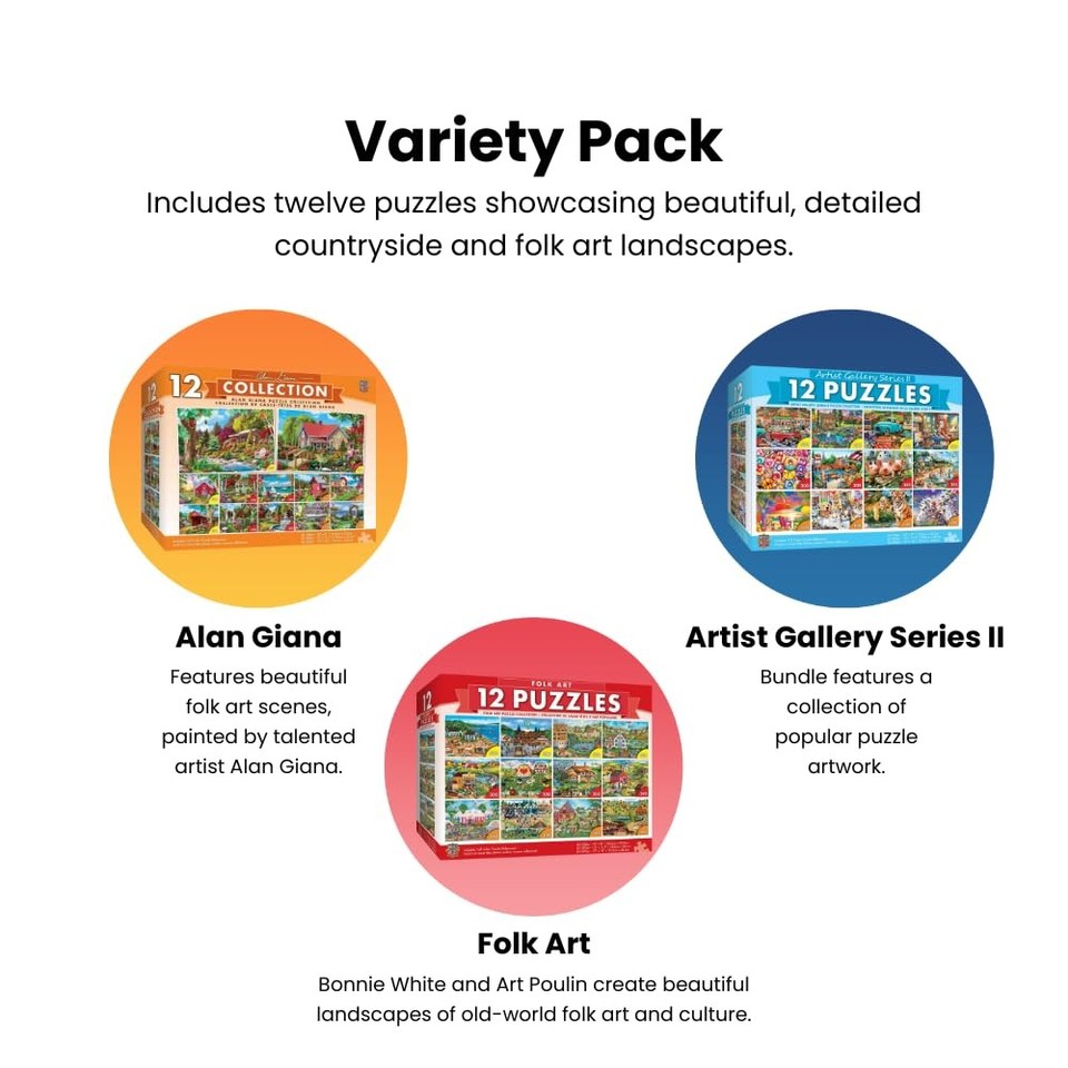 Jigsaw Puzzle 12-Pack Bundle Set, Artist Gallery Collection Series 2 ...