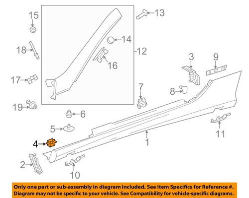MERCEDES OEM 13-18 SL550 Exterior-Rocker Molding Front Clip 0019910798 ...