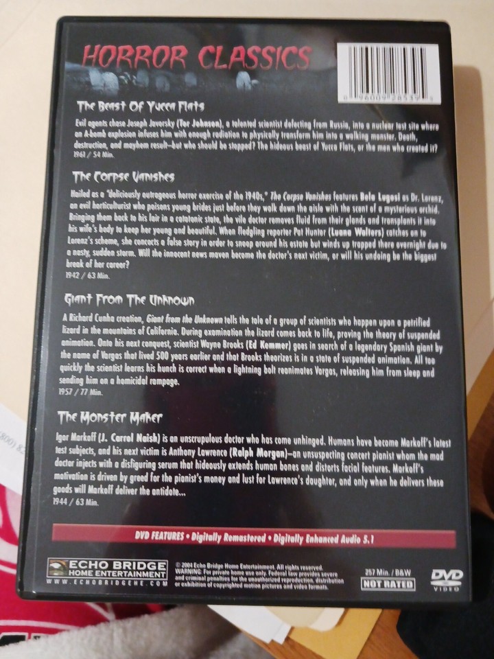 Horror Classics 4 movie DVD 2004 | eBay