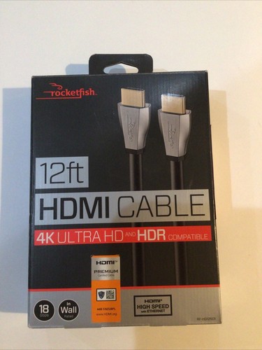 Rocketfish - 12 ft HDMI Cable 4K Ultra HD & HDR Compatible -Black | eBay