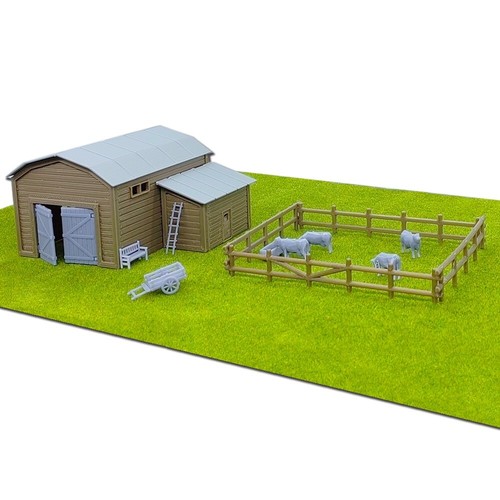 Outland Models Railway Scenery Country Farm Barn with Accessories 1:64 ...