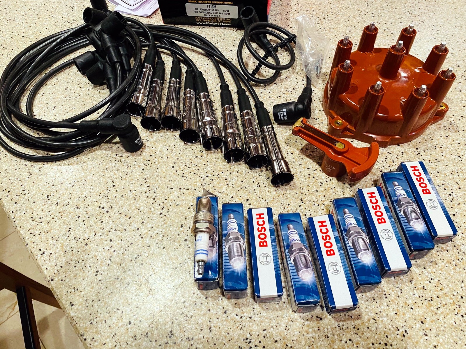 MERCEDES BENZ 560SL 560SEC SEL IGNITION TUNE UP KIT DISTRIBUTOR CAP ...