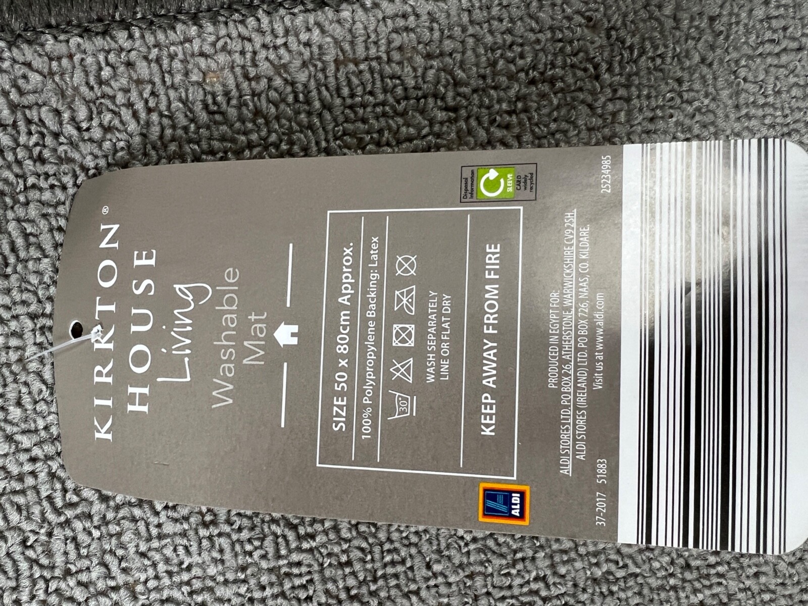 2 x KIRKTON HOUSE LIVING MATS GREY NON SLIP WASHABLE DOOR MAT RUG 50CM ...