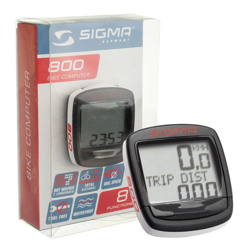 Sigma Base 800 Bike Computer Sport Black/White 8 Functions Waterproof ...