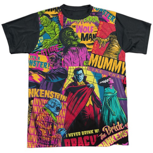 Universal Monsters Poster Mash Adult Costume T Shirt (Black Back), S ...