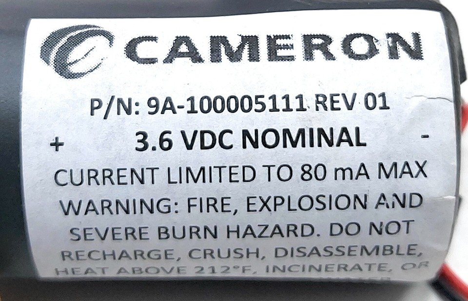 Cameron 9A-100005111 Rev 01 Flowmeter Valve Battery 0309 | eBay