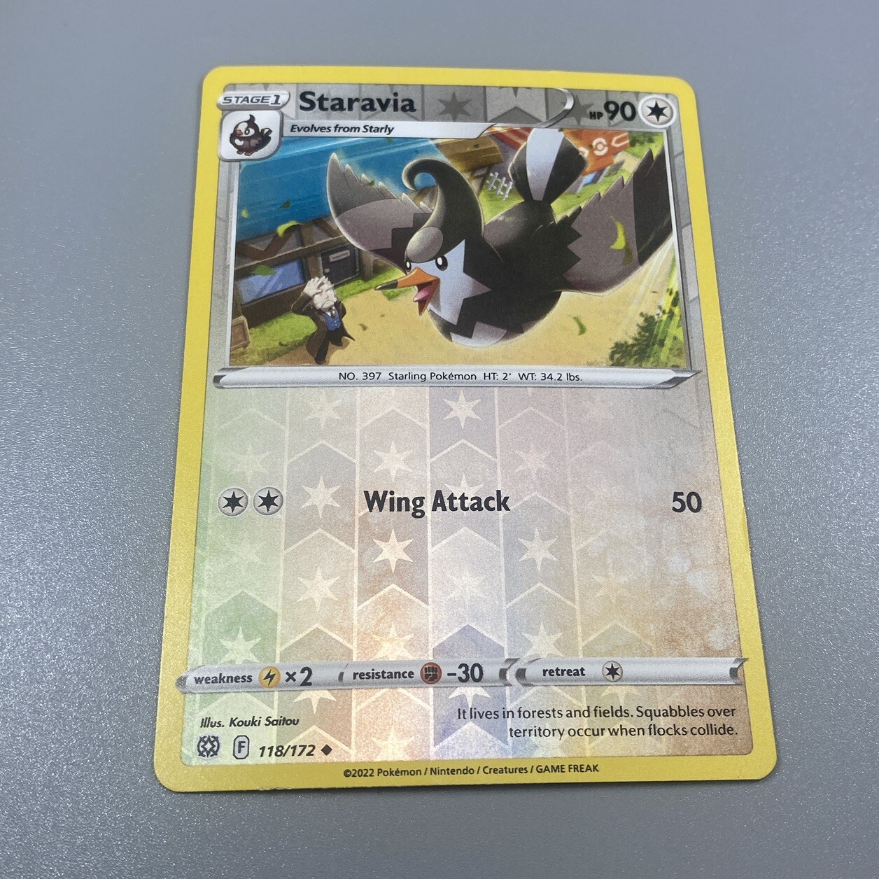 Pokémon Staravia 118/172 Uncommon Reverse Holo Brilliant Stars Sword And Shield | eBay