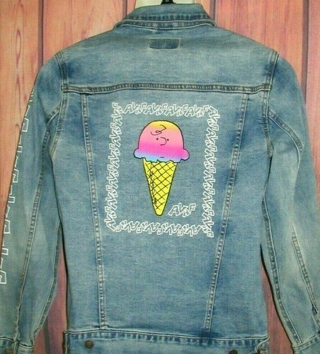 MENS PEANUTS CHARLIE BROWN ICE CREAM DENIM JACKET SIZE S | eBay