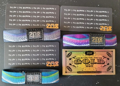 Set of 3 Zox "The End Is The Beginning" Snake Wristbands & Gold Card ...