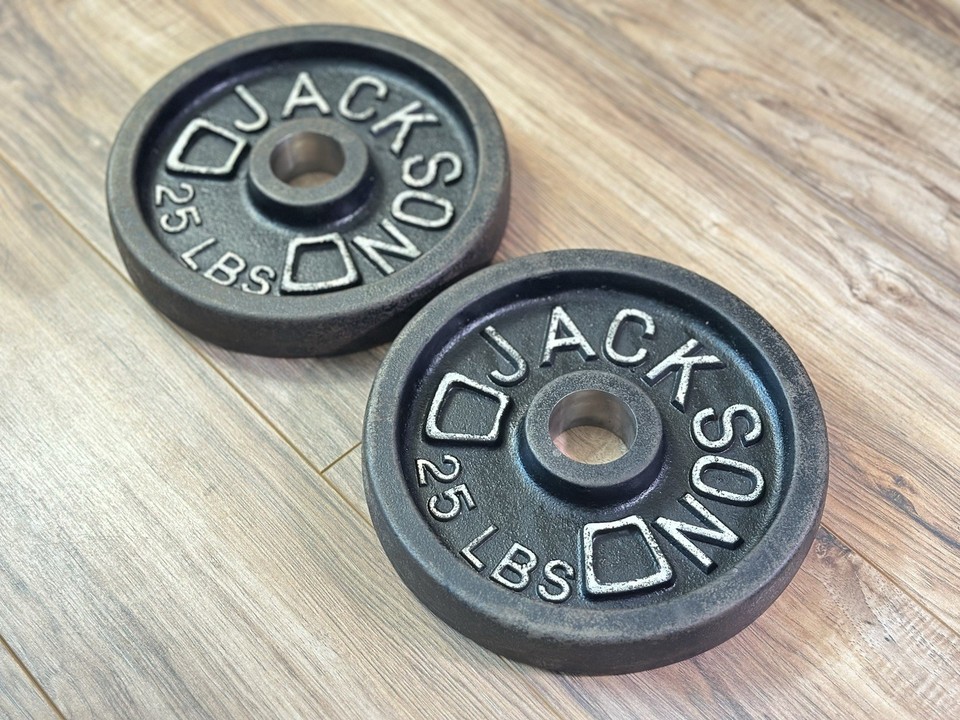 Jackson 25 LB Vintage Olympic Weights Lead Pockets Original Paint RARE ...