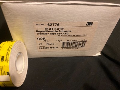 3M Repositionable Adhesive Transfer tape for ATG 928 .75 x 18yd 12 ...