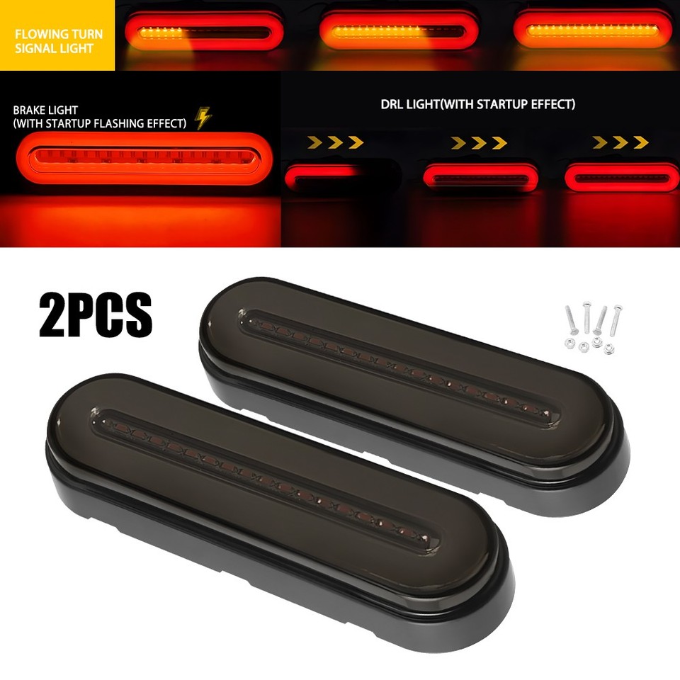 2X LED Sequential Turn Indicator Trailer Rear Tail Light Rear Stop ...
