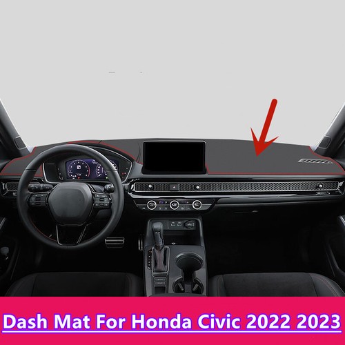 Black Dash Leather Mat Dashboard Pad Cover Non-Slip for Honda Civic ...