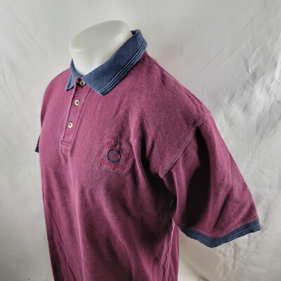 Disneyland Shirt Mens Medium Red Maroon Cotton Embroidered Mickey Head ...