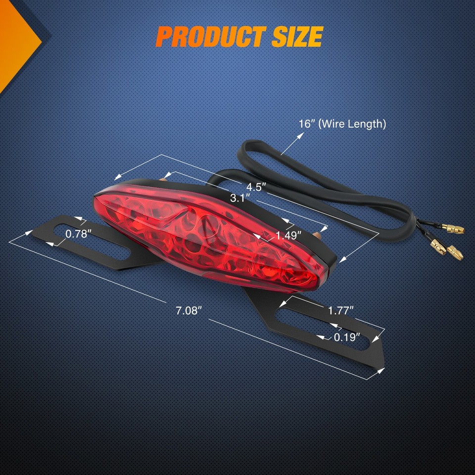Motorcycle Tail Lights LED Brake Running Light with License Plate ...