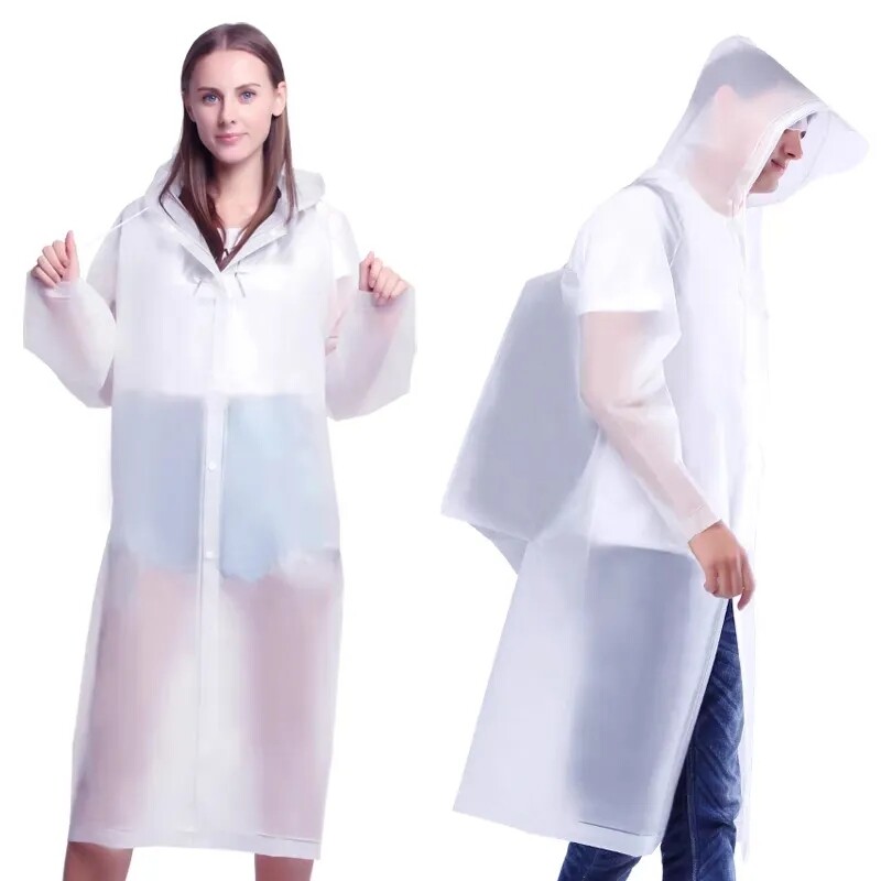 Men Women Adults Raincoat Rain Coat Hooded Waterproof Jacket Poncho ...