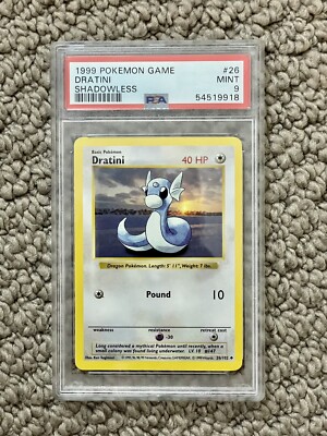 1999 WOTC Pokemon Game Base Set Shadowless #26 Dratini PSA 9 MINT | eBay