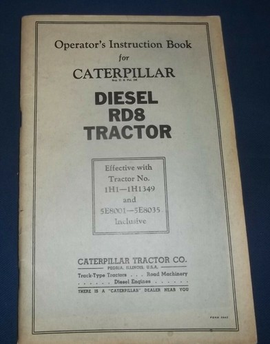 CAT CATERPILLAR RD8 CRAWLER TRACTOR DOZER OPERATION & MAINTENANCE ...