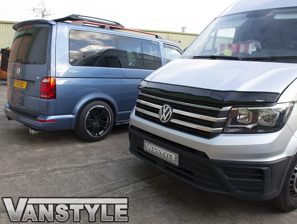 FITS VW CRAFTER 17> GLOSS BLACK BONNET WIND STONE DEFLECTOR PROTECTOR ...