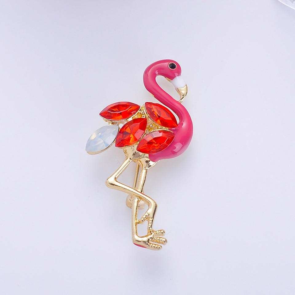 Flamingo Bird Brooch Brooches Cute Pins Animal Cartoon Lapel Button ...