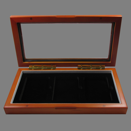 Wood Glass-top Display Box - 3 Three Certified PCGS NGC Premier Elite ...