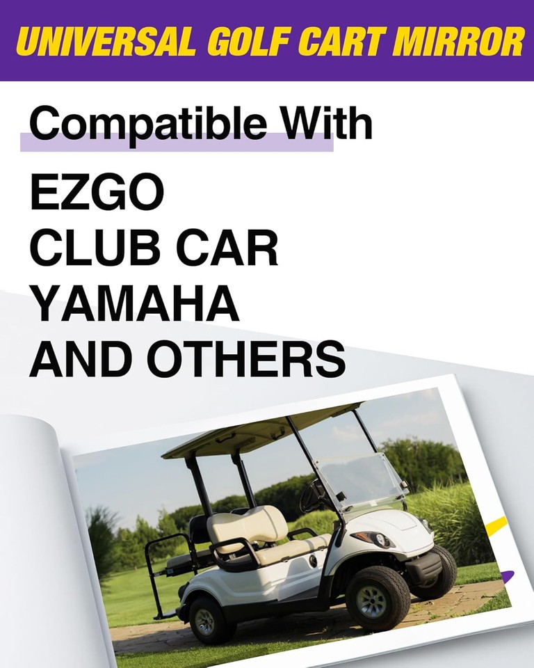 Golf Cart Rear View mirror for EZGO Club Car Yamaha Panoramic view 270 ...