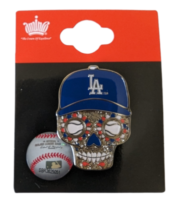 Los Angeles Dodgers Sugar Skull Dia De Los Muertos Label Pin