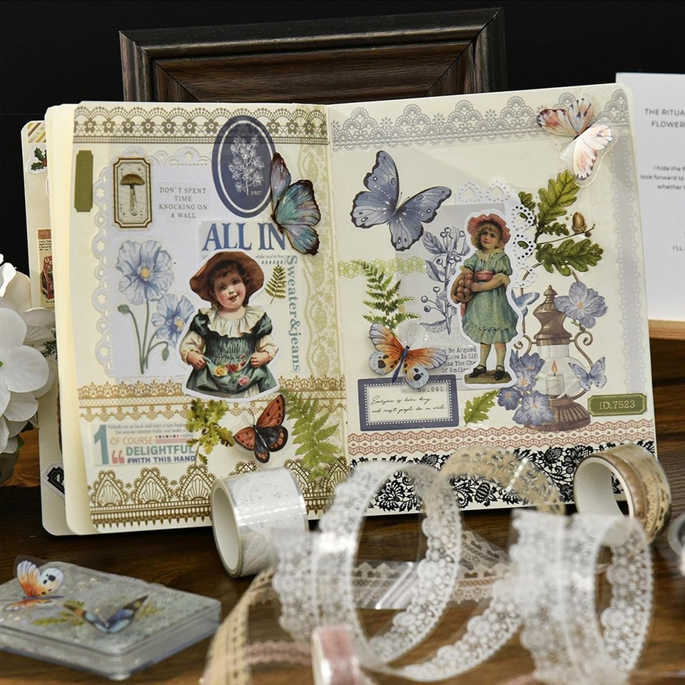 KAVI' S 6 Rolls Washi Tape Decorative Selfadhesive Lace Tape PET ...