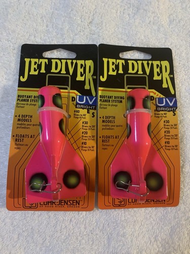 (LOT OF 2) LUHR JENSEN JET DIVER #20 FLUORESCENT PINK CHARTREUSE UV NIP ...