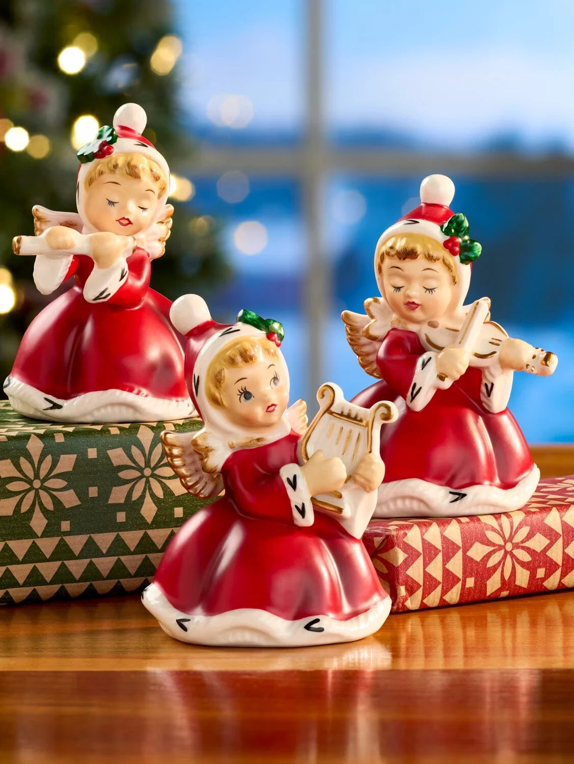 Holiday Angel Figurines Set of 3 – Ceramic Musician Angels for ...