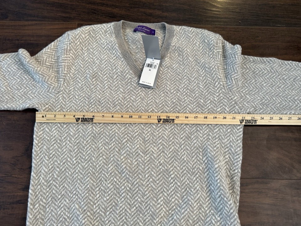 Purple Label Ralph Lauren 100% Cashmere Warm Soft V-Neck Knit Sweater ...
