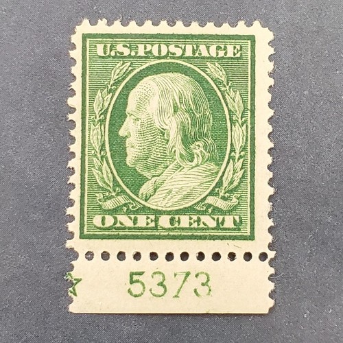 US Scott # 374 MNH OG w bottom Selvage plate # 5373 Single Franklin 1 ...