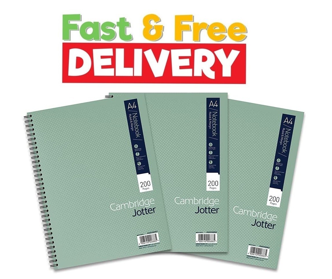 Cambridge Jotter, A4 Notebook, Wirebound, Lined, 200 Page, Pack of 3 ...