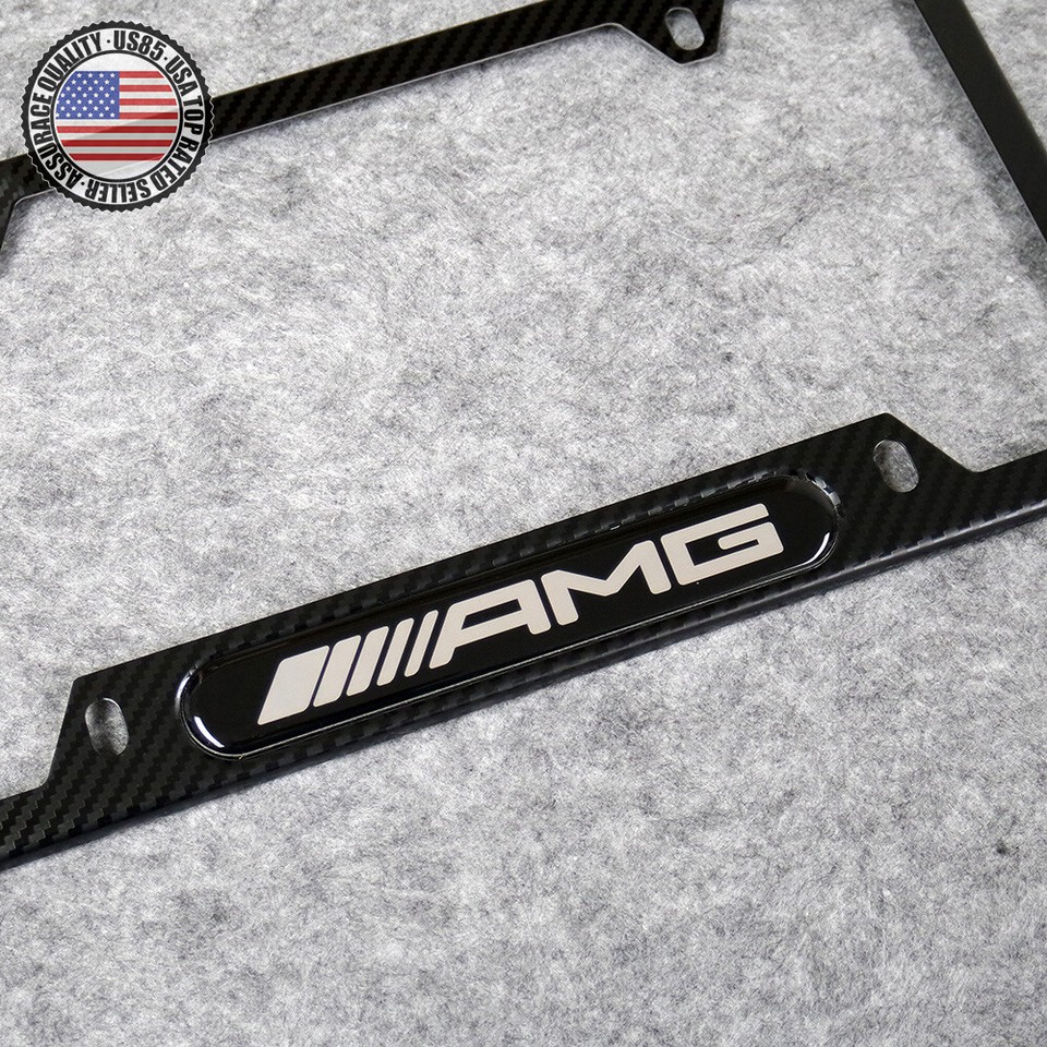 For Mercedes-Benz AMG Sport Carbon Fiber Texture License Plate Frame ...