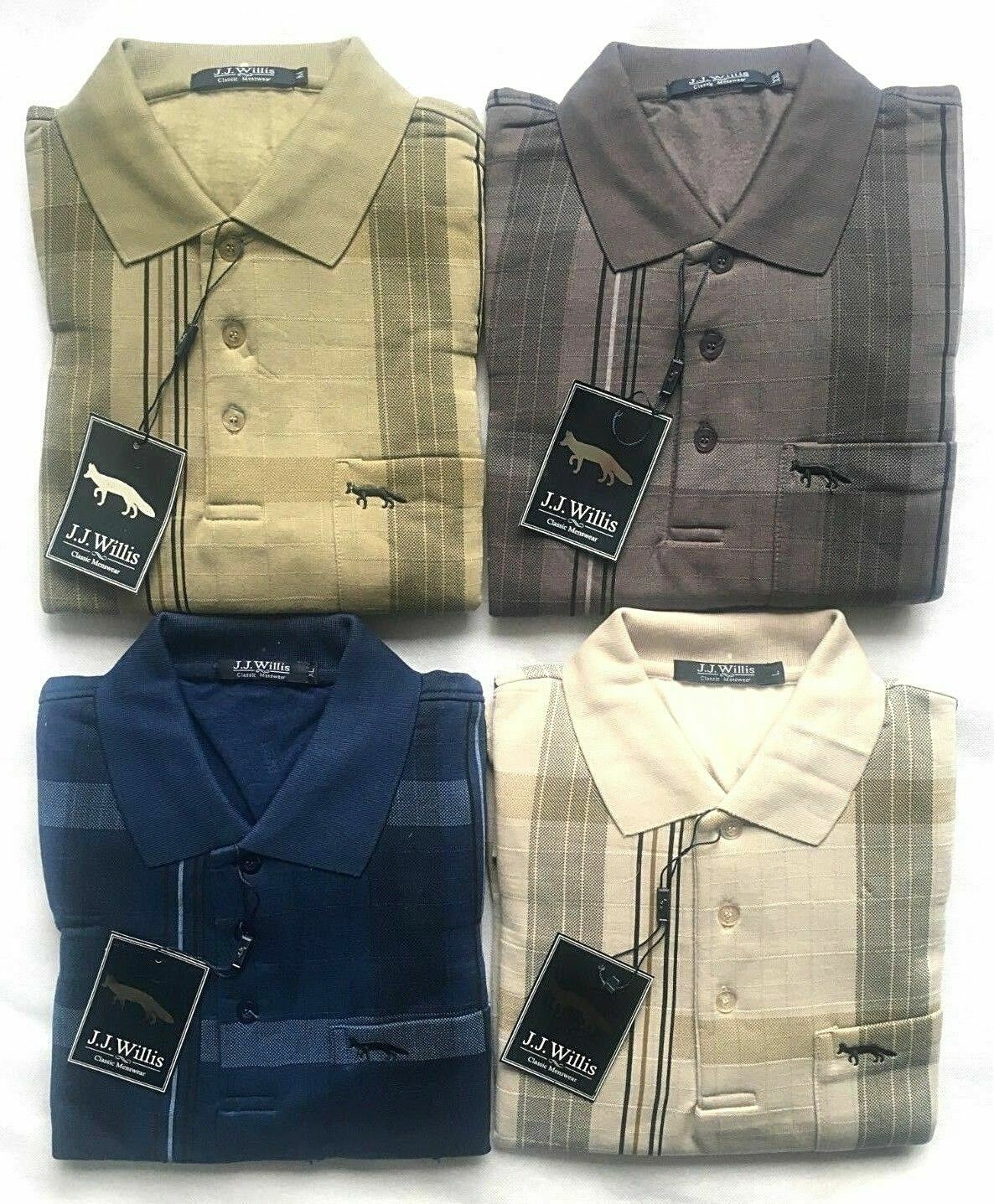 Men's JJ Willis 'Will' Golf Polo Sweatshirt Top Pocket Long Sleeves ...