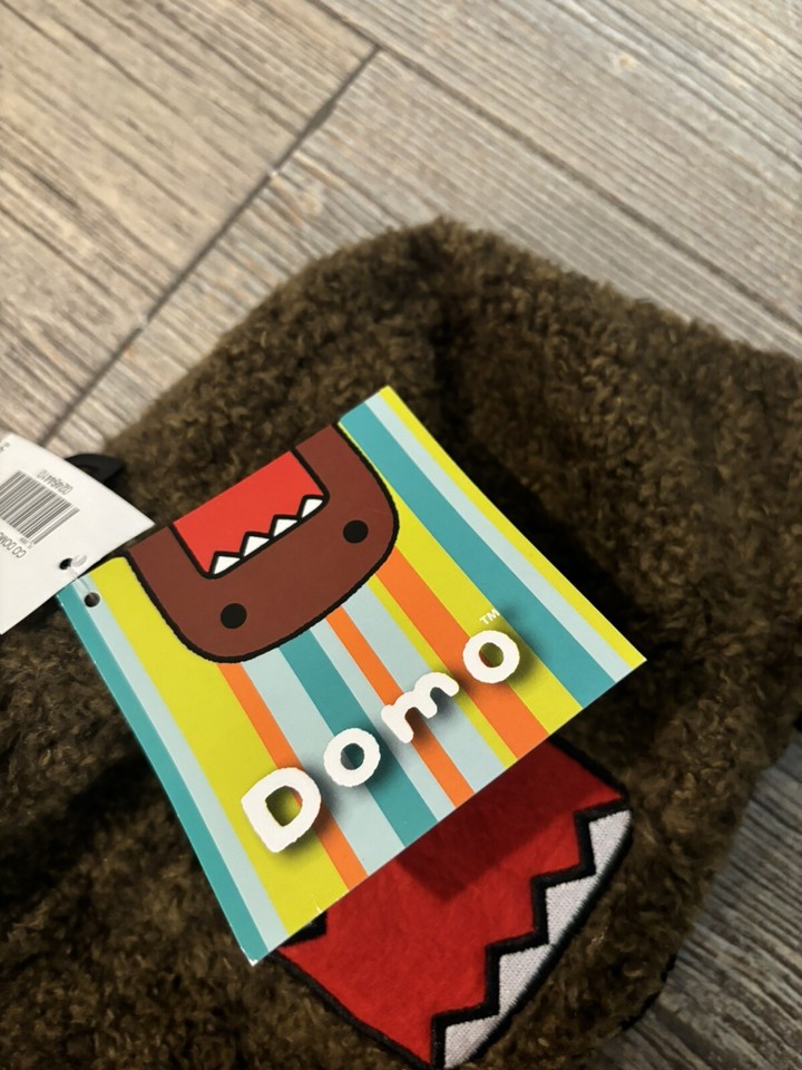 DOMO-KUN ADULT ANGRY FACE SNOOD HAT W/ ATTACHED SCARF MITTENS RARE NWT ...
