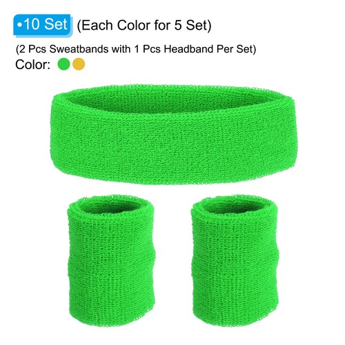 10 Set/30Pcs Sweatbands Headband Wristband Sweat Fruit Green, Yellow ...